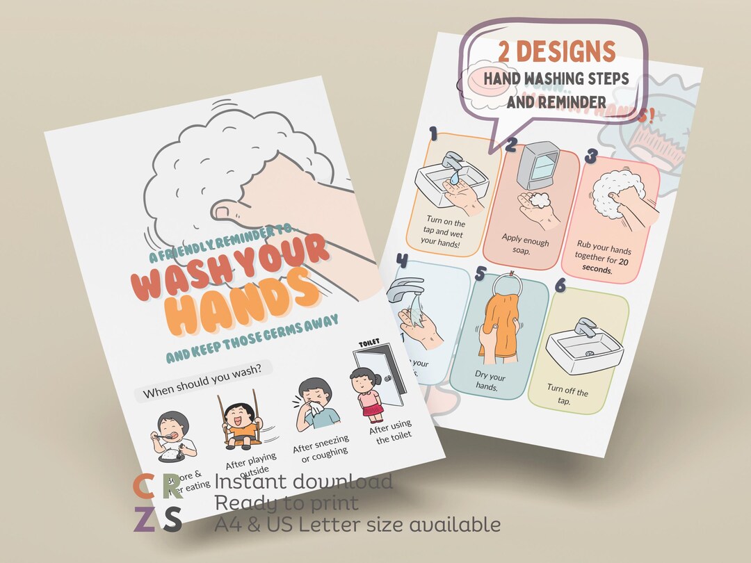 How to Wash Your Hands Poster for Daycare, Childcare, Preschool, Kids ...