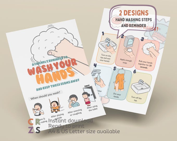 How to Wash Your Hands Poster for Daycare, Childcare, Preschool, Kids ...