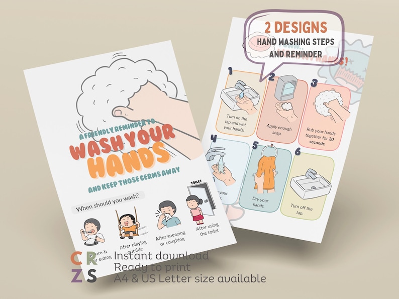 How to Wash Your Hands Poster for Daycare, Childcare, Preschool, Kids ...