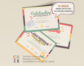 Character Award Certificate for Kids Classroom Award Certificate ...