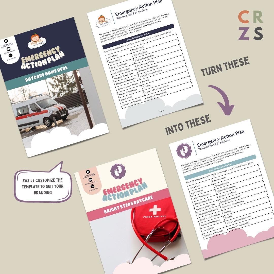 Daycare Emergency Plan, Childcare Emergency Plan, Daycare Forms ...