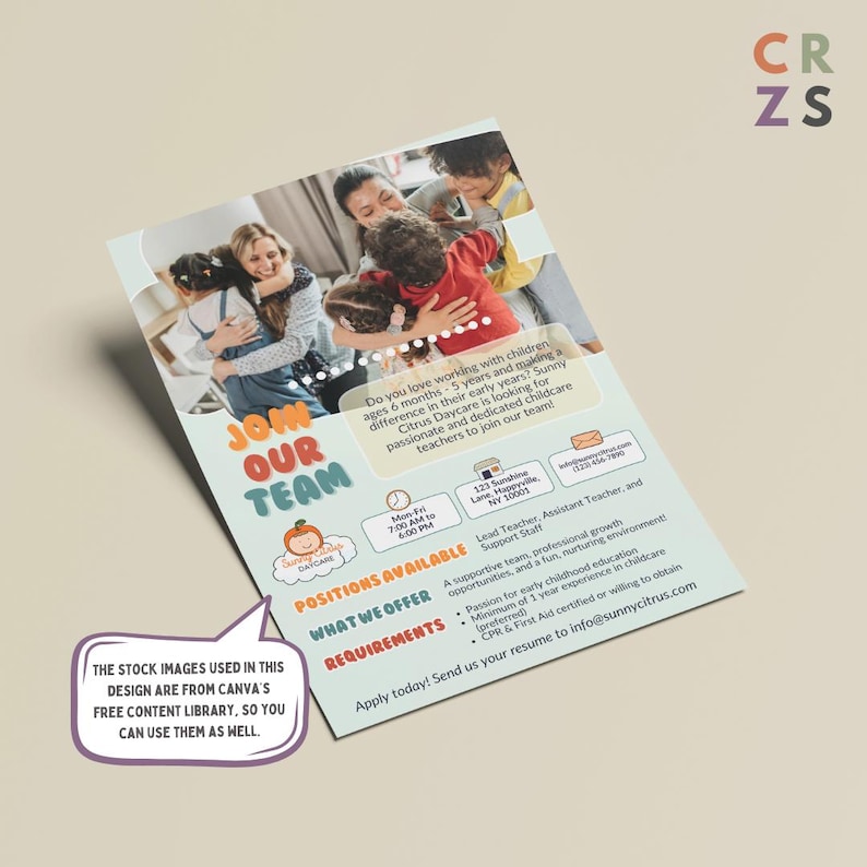 Daycare Flyer, Editable Childcare Flyers for Hiring, Kindergarten ...