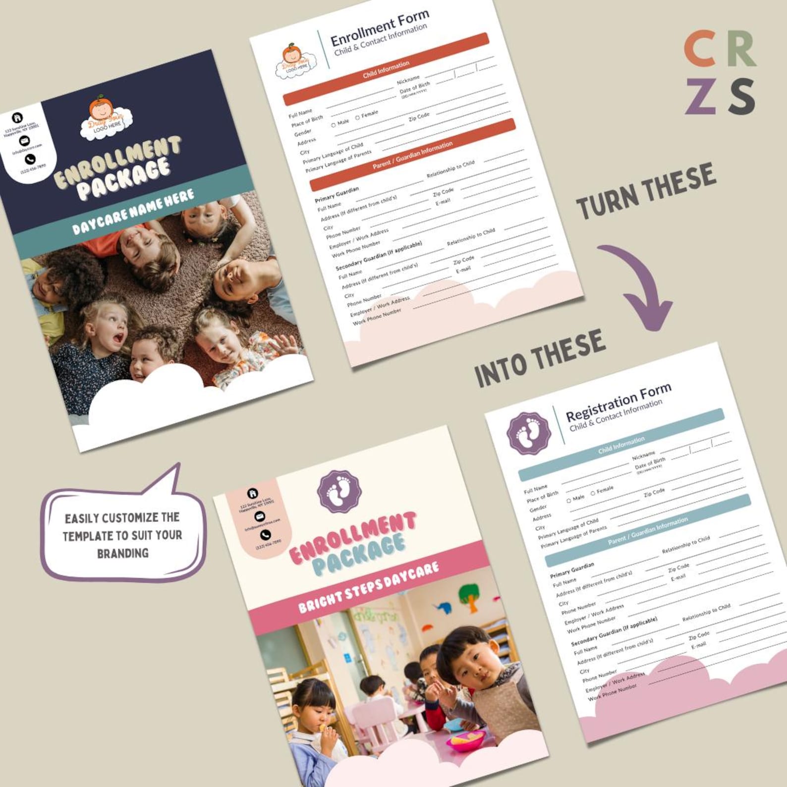 Daycare Enrollment Forms, Daycare Contract, Editable Childcare ...