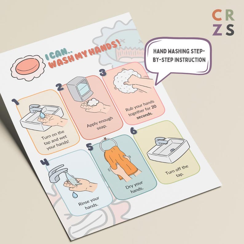 How to Wash Your Hands Poster for Daycare, Childcare, Preschool, Kids ...