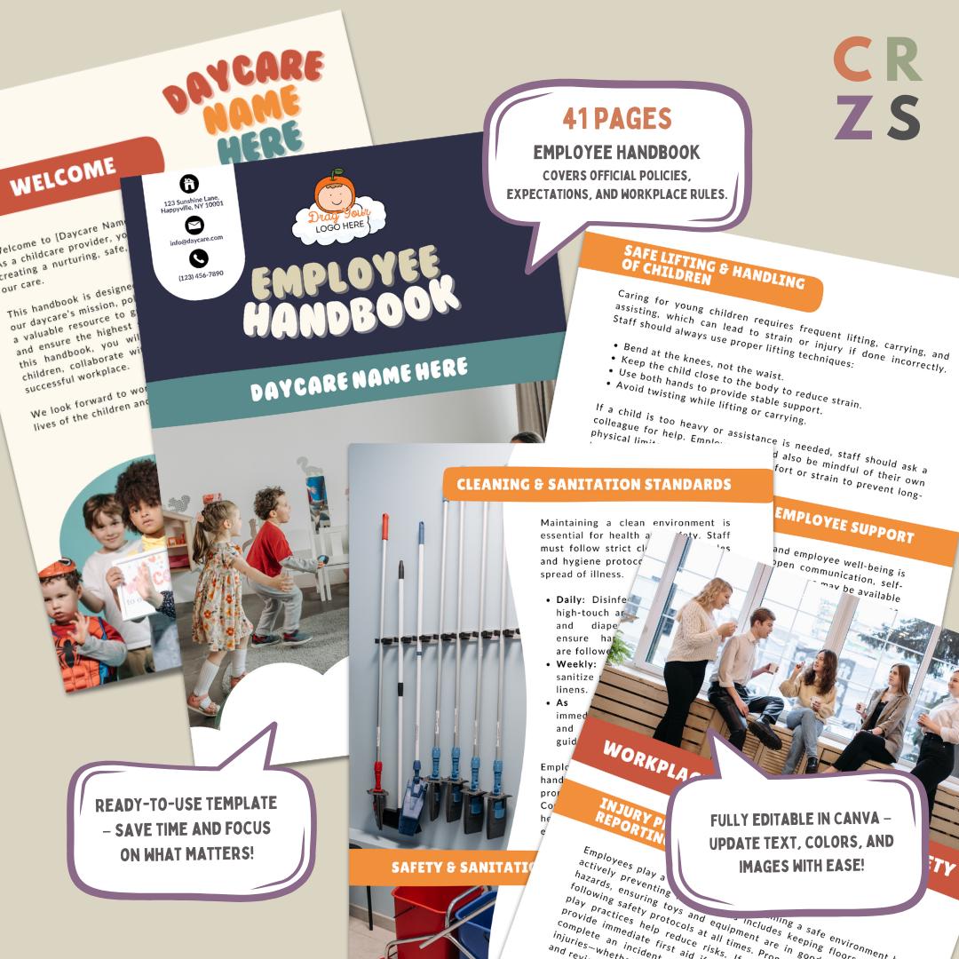 Daycare Employee Handbook, Editable Childcare Staff Policy and ...
