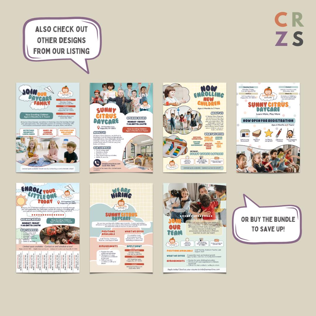 Daycare Flyer, Editable Childcare Flyers, Kindergarten Enrollment ...