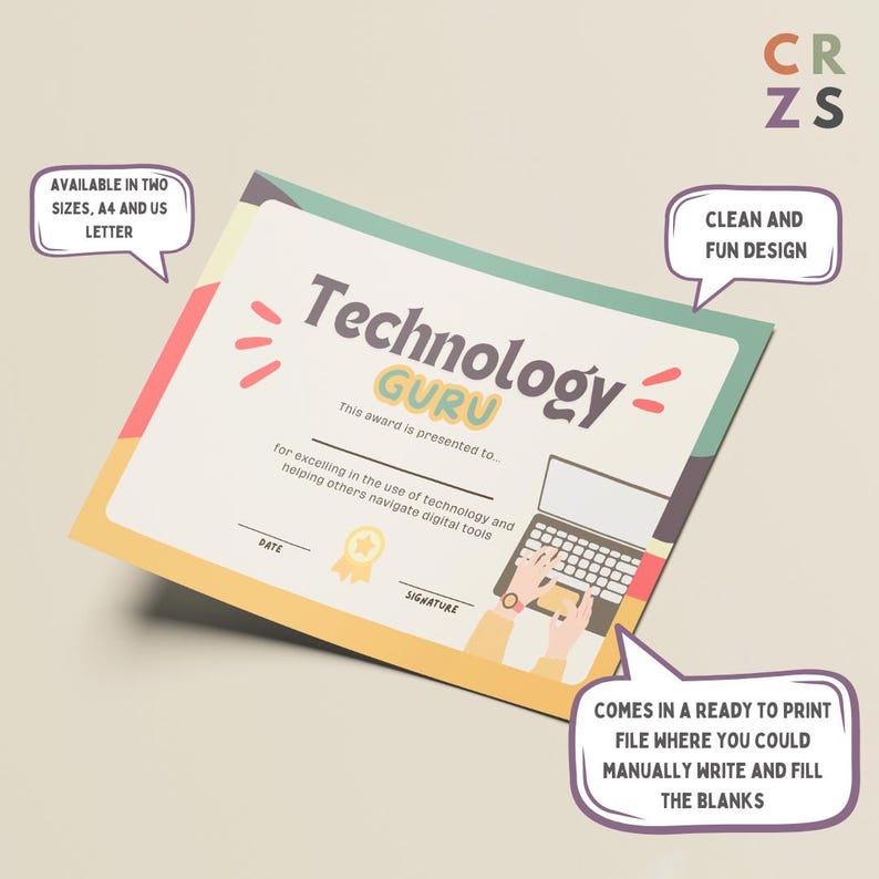 Technology Award Certificate for Kids Classroom Award Certificate ...