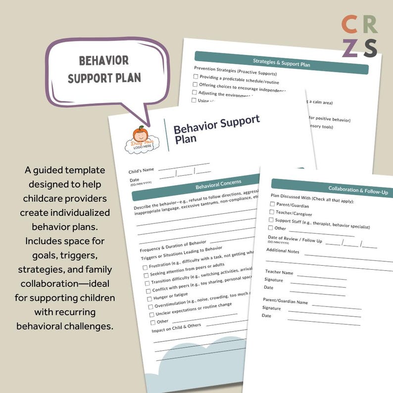 Daycare Behavior Management Report, Behavior Support Plan for Childcare ...