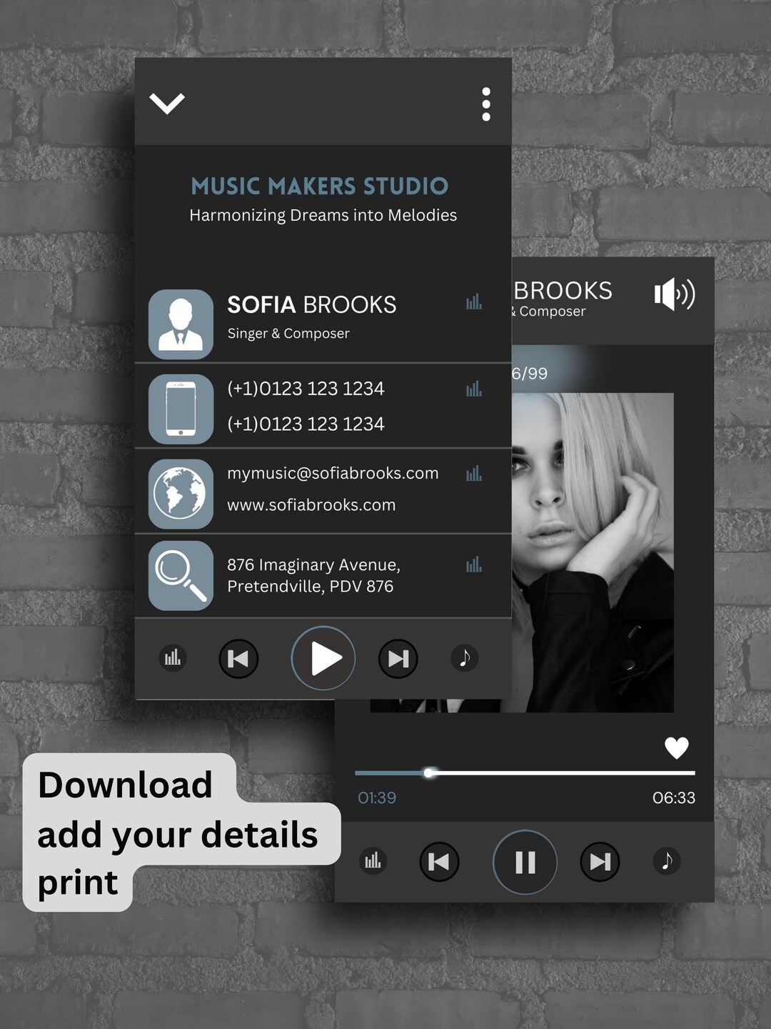Personalized Spotify-inspired Business Card Design for Singers - Etsy