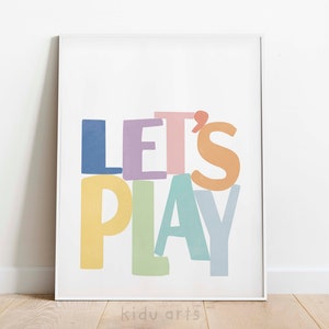 Let’s Play Let’s Read Posters, Kids Wall Art Print, Rainbow Classroom ...