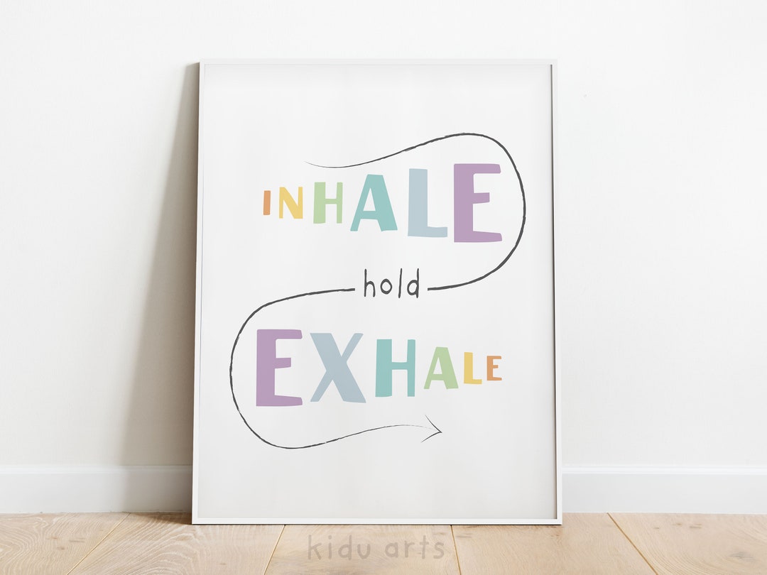 Inhale Exhale Poster, Kids Mindfulness Art, Calm Down Corner, Therapy ...