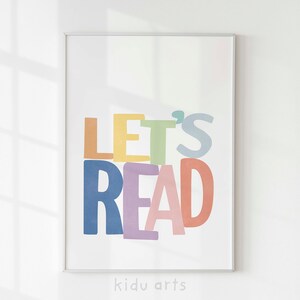 Let’s Play Let’s Read Posters, Kids Wall Art Print, Rainbow Classroom ...