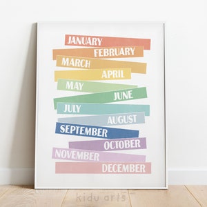 Days + Months Poster Combo Set, Rainbow Educational Prints, Homeschool ...