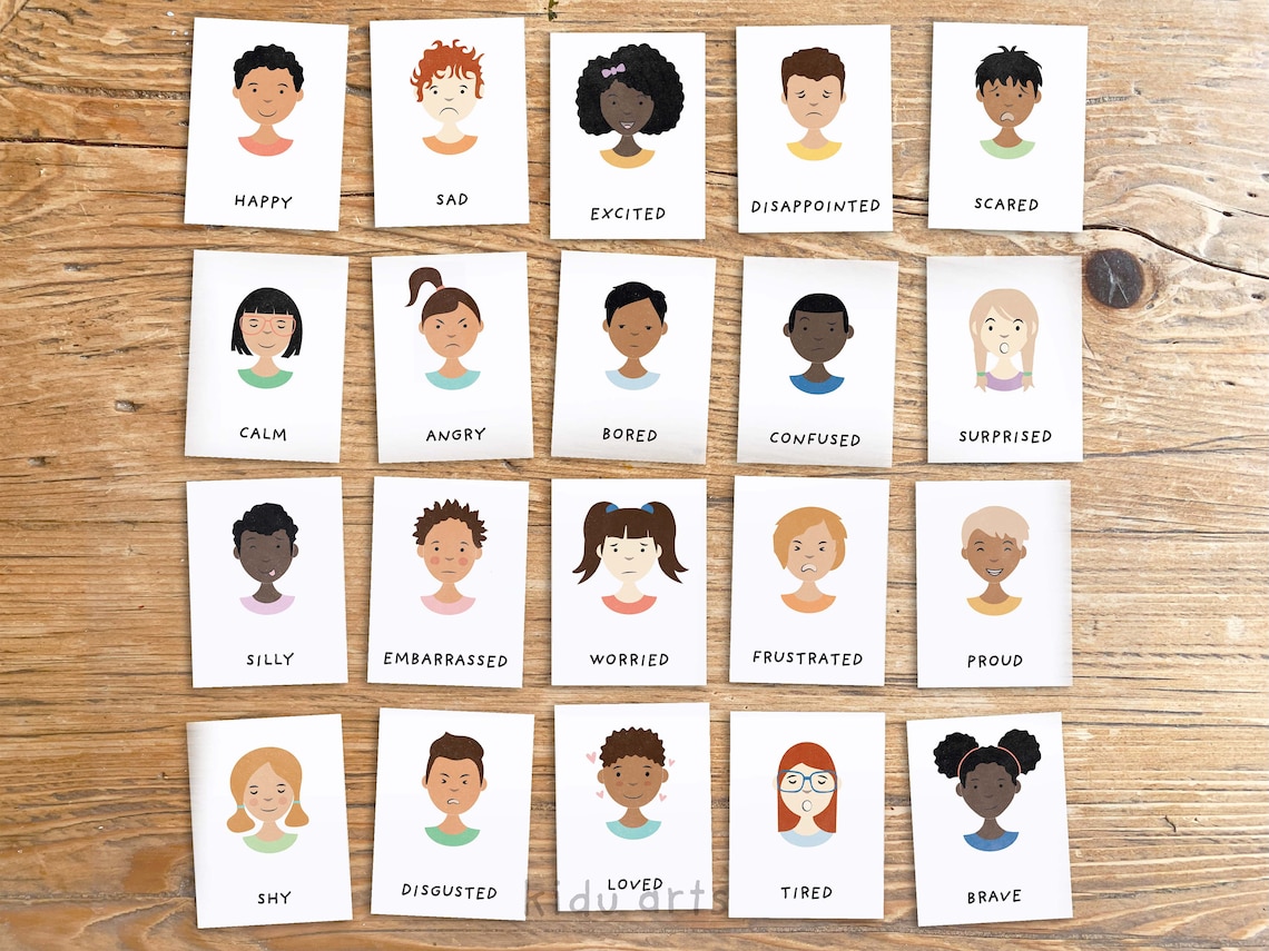 20 Feelings Flashcards, Emotions Flash Cards, Educational Printable ...