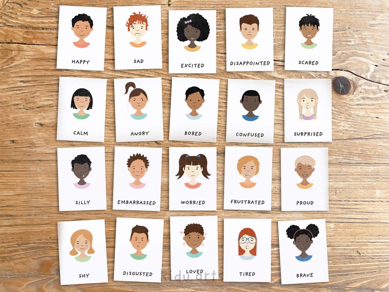 20 Feelings Flashcards, Emotions Flash Cards, Educational Printable Cards, Homeschool Learning ...