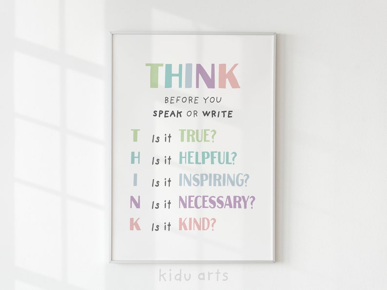 Think Before You Speak Poster, Classroom Wall Art Printable, Therapy ...