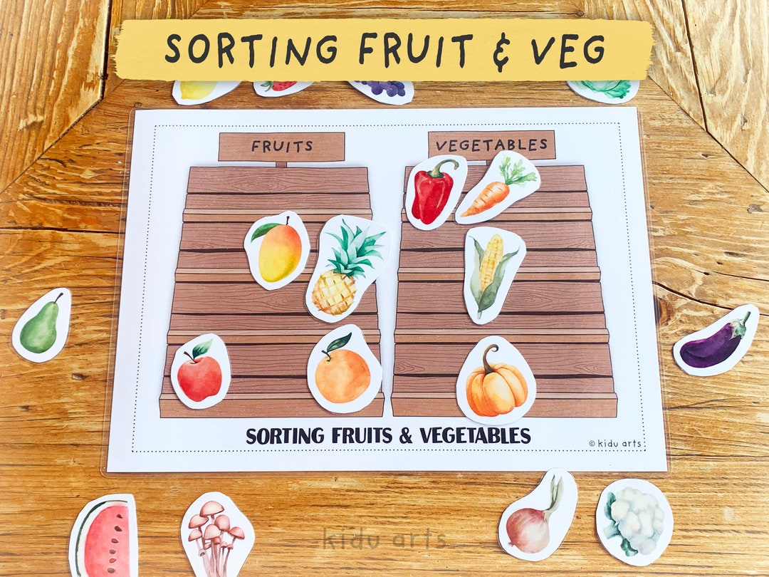 Fruit and Vegetable Sorting Activity, Preschool Worksheet, Toddler ...