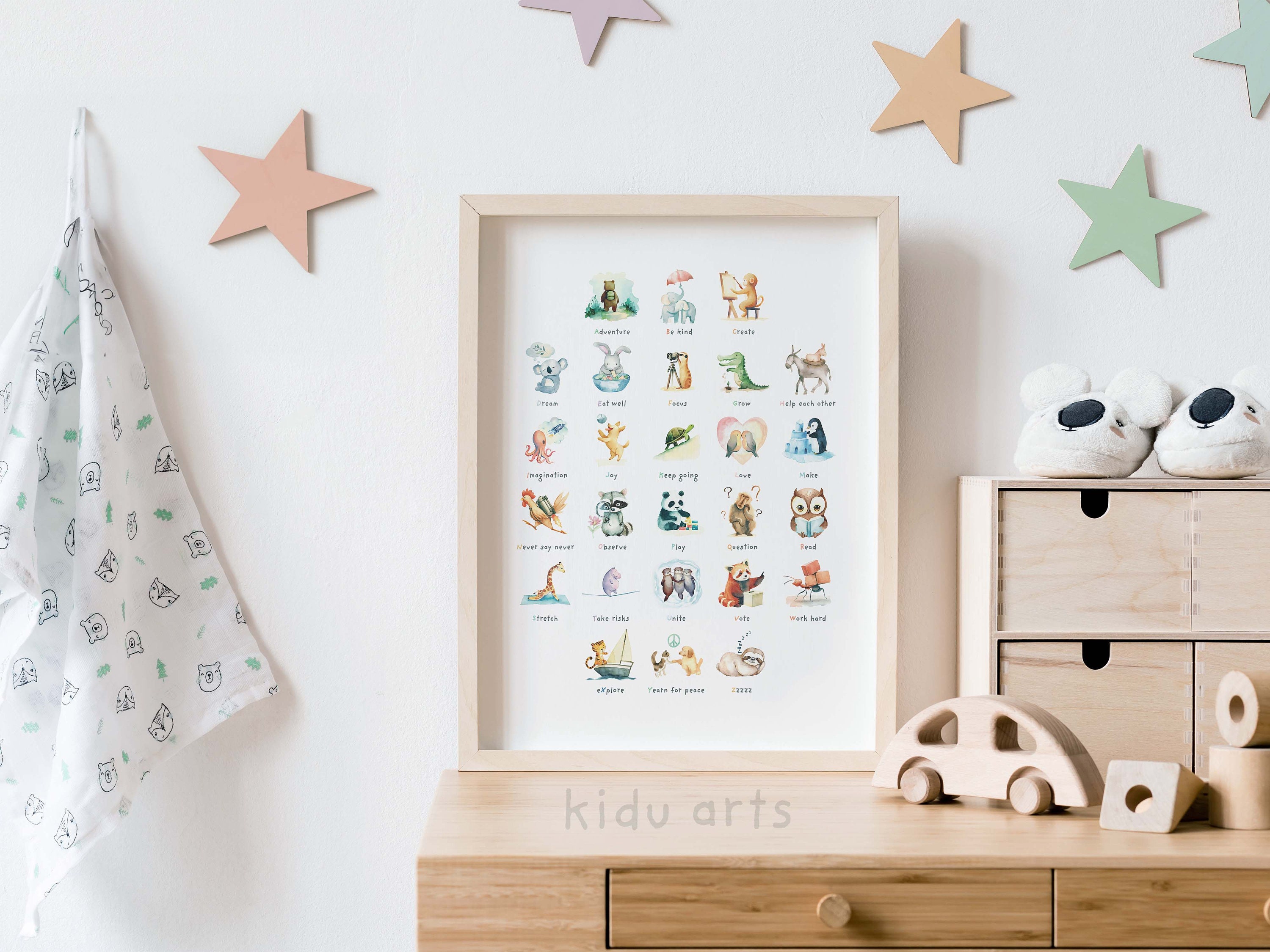 ABC of Life Print, Alphabet Art Poster, Kids Wall Art Gift, Watercolor ...