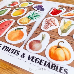 Fruit and Vegetable Sorting Activity, Preschool Worksheet, Toddler ...