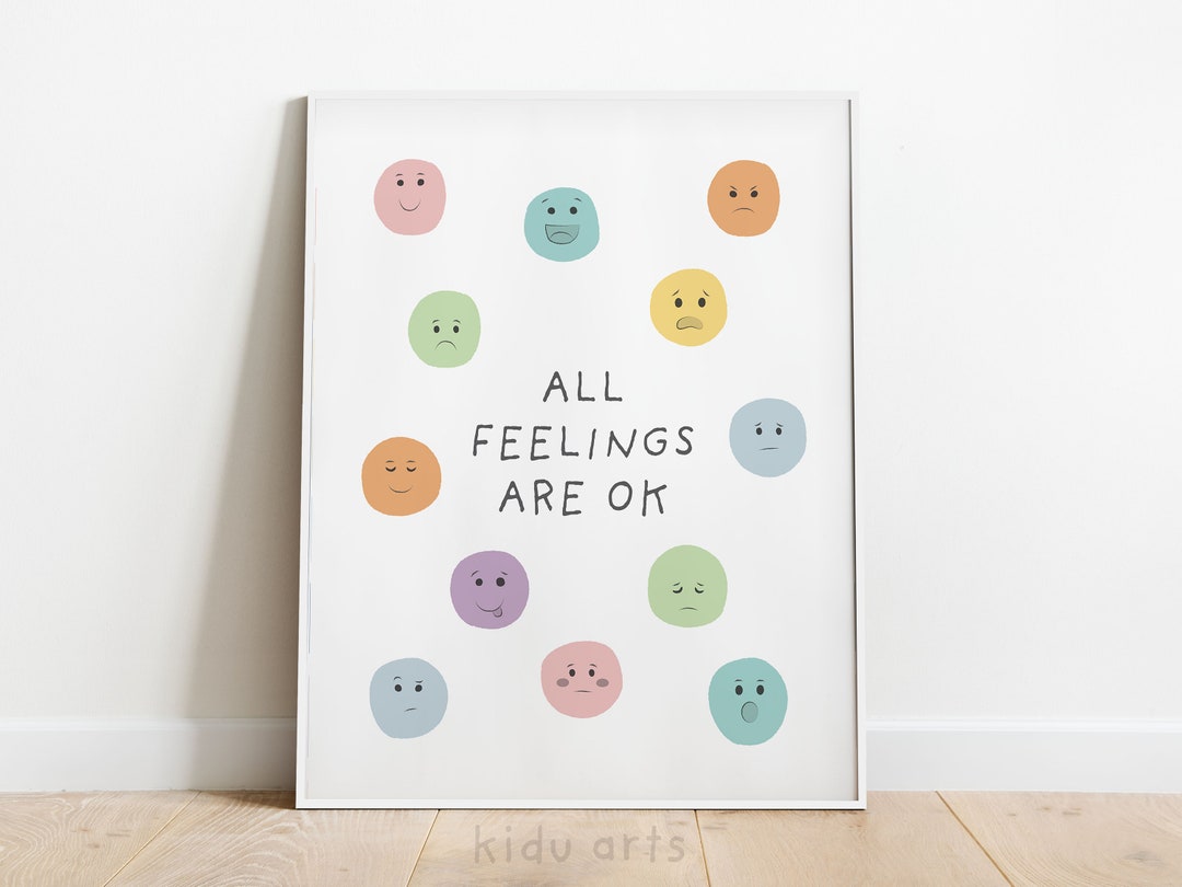 All Feelings Are Ok Poster, Feeling Chart, Kid Emotion Print, Mental ...