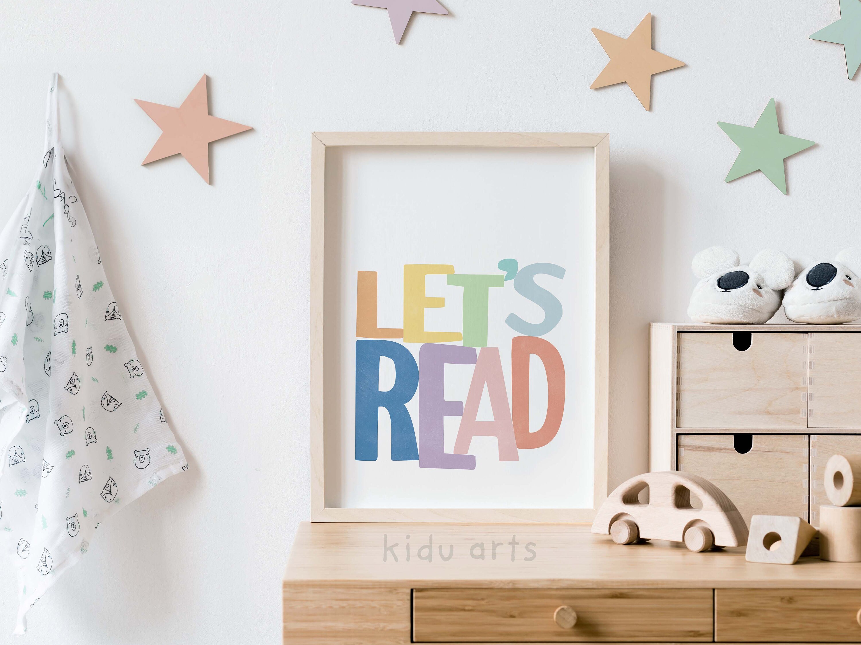 Let’s Play Let’s Read Posters, Kids Wall Art Print, Rainbow Classroom ...