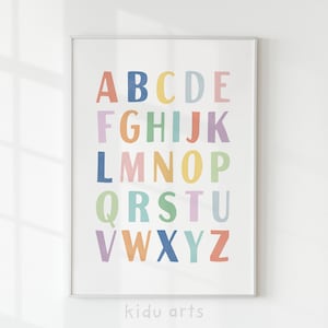 Alphabet + Numbers Poster Set, Rainbow ABC Print, Colorful Number Chart ...