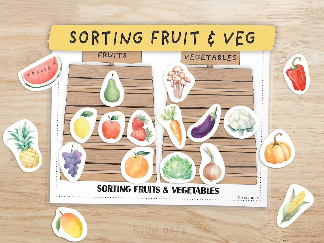 Fruit and Vegetable Sorting Activity Preschool Worksheet - Etsy