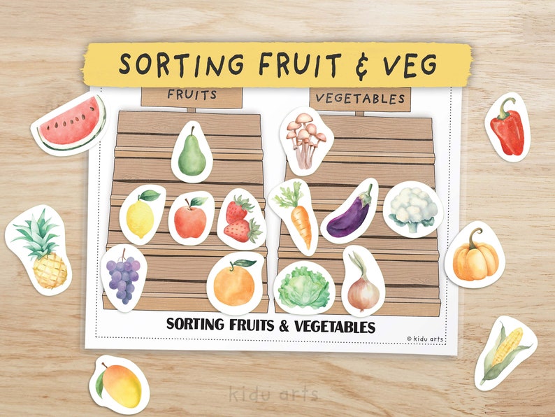 Fruit and Vegetable Sorting Activity Preschool Worksheet - Etsy