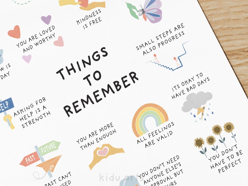 Things to Remember Poster, Wall Art Printable, Therapy Office Decor ...