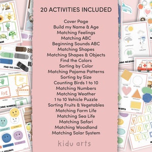 Toddler Busy Book Printable, Preschool Activity Binder Bundle ...