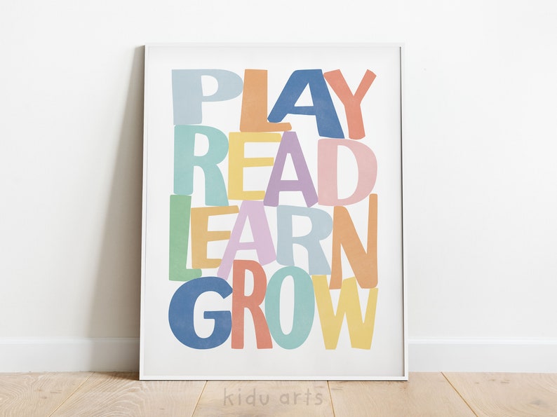 Play Read Learn Grow Poster, Kids Wall Art Print, Homeschool Decor ...