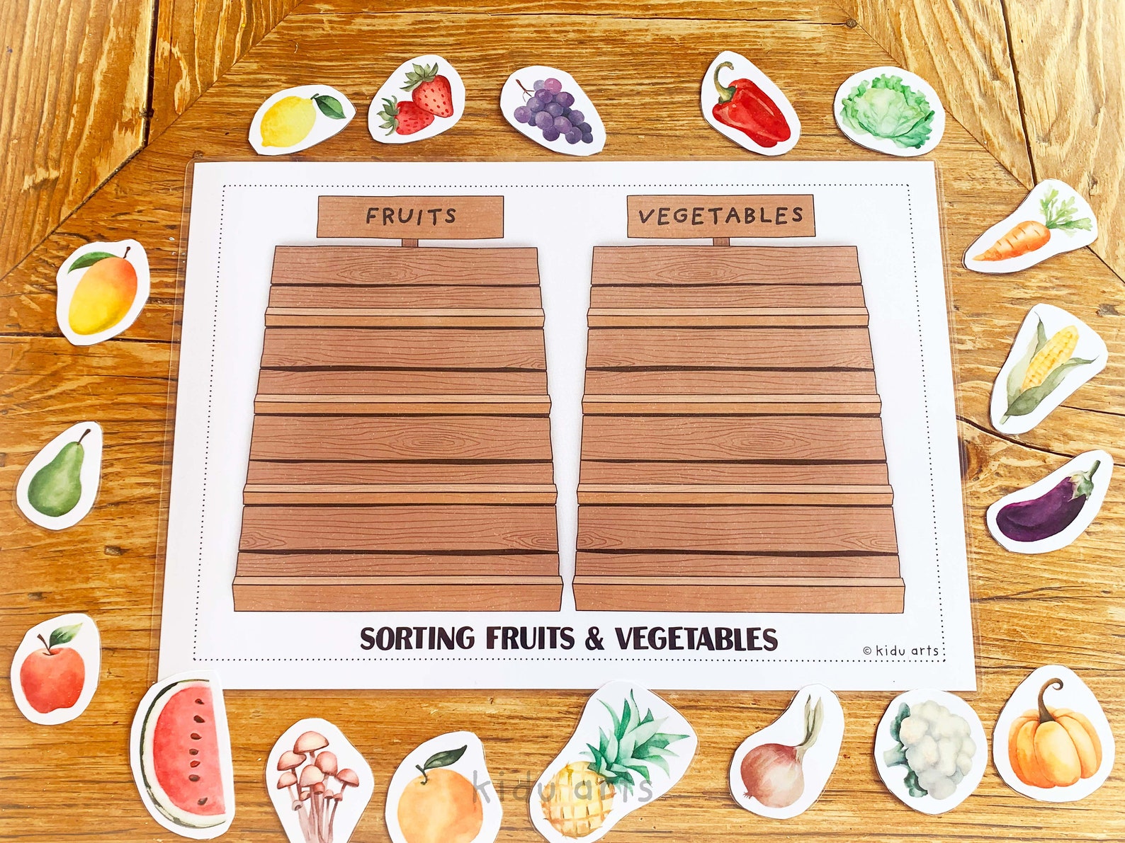 Fruit and Vegetable Sorting Activity, Preschool Worksheet, Toddler ...