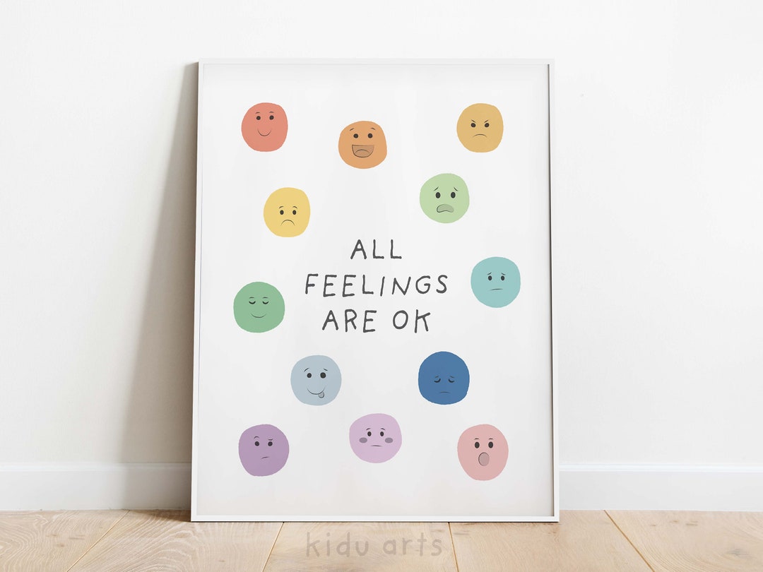All Feelings Are Ok Poster, Feeling Chart, Kid Emotion Print, Mental ...