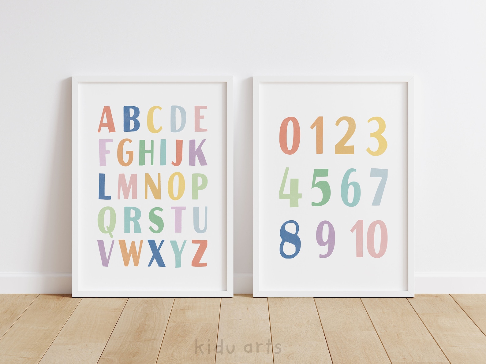 Alphabet + Numbers Poster Set, Rainbow ABC Print, Colorful Number Chart ...