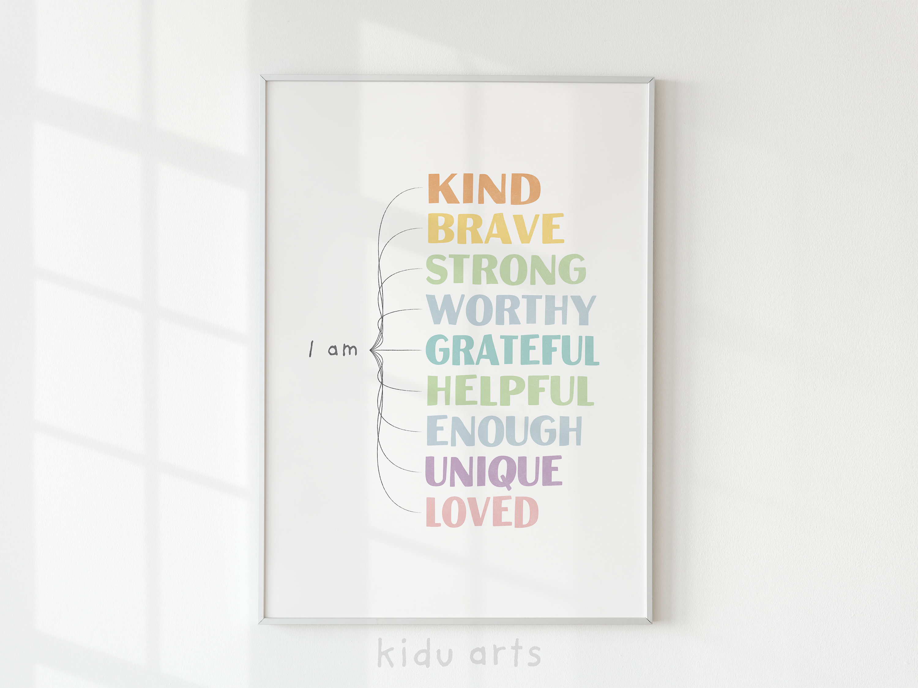 Affirmations for Kids Poster, Wall Art Print, I Am Kind Brave Unique ...