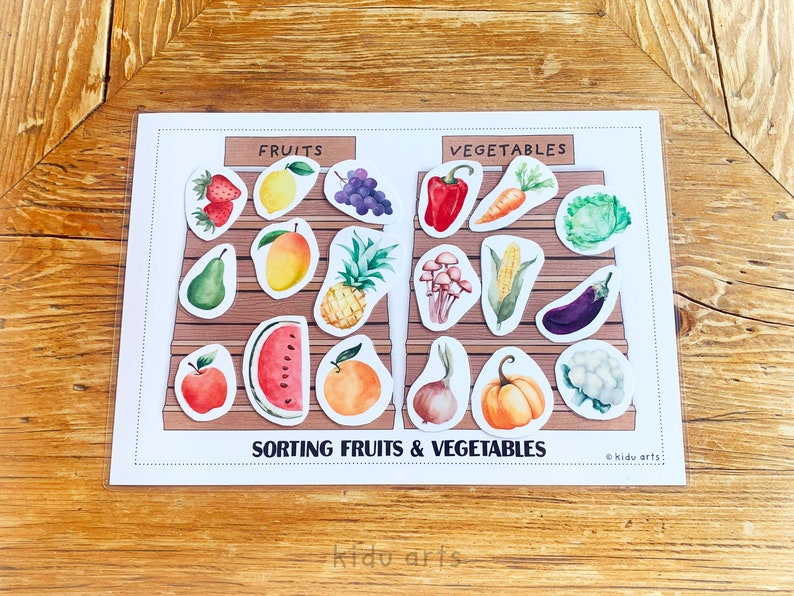 Fruit and Vegetable Sorting Activity, Preschool Worksheet, Toddler ...