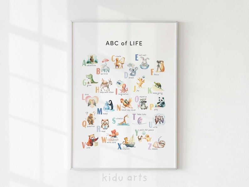 ABC of Life Poster, Watercolor Alphabet Print, Children’s Wall Art ...