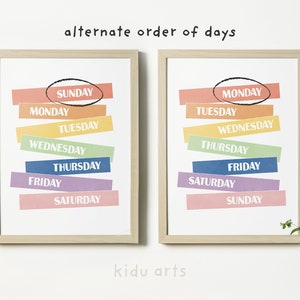 Days + Months Poster Combo Set, Rainbow Educational Prints, Homeschool ...