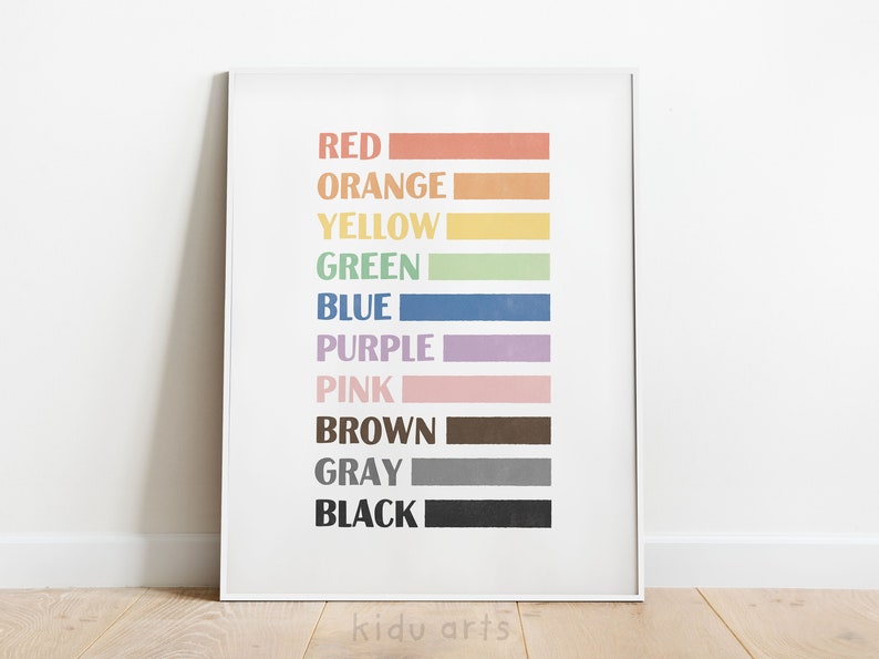 Rainbow Color Poster, Kid Printable Wall Art, Classroom Decor, Colorful ...