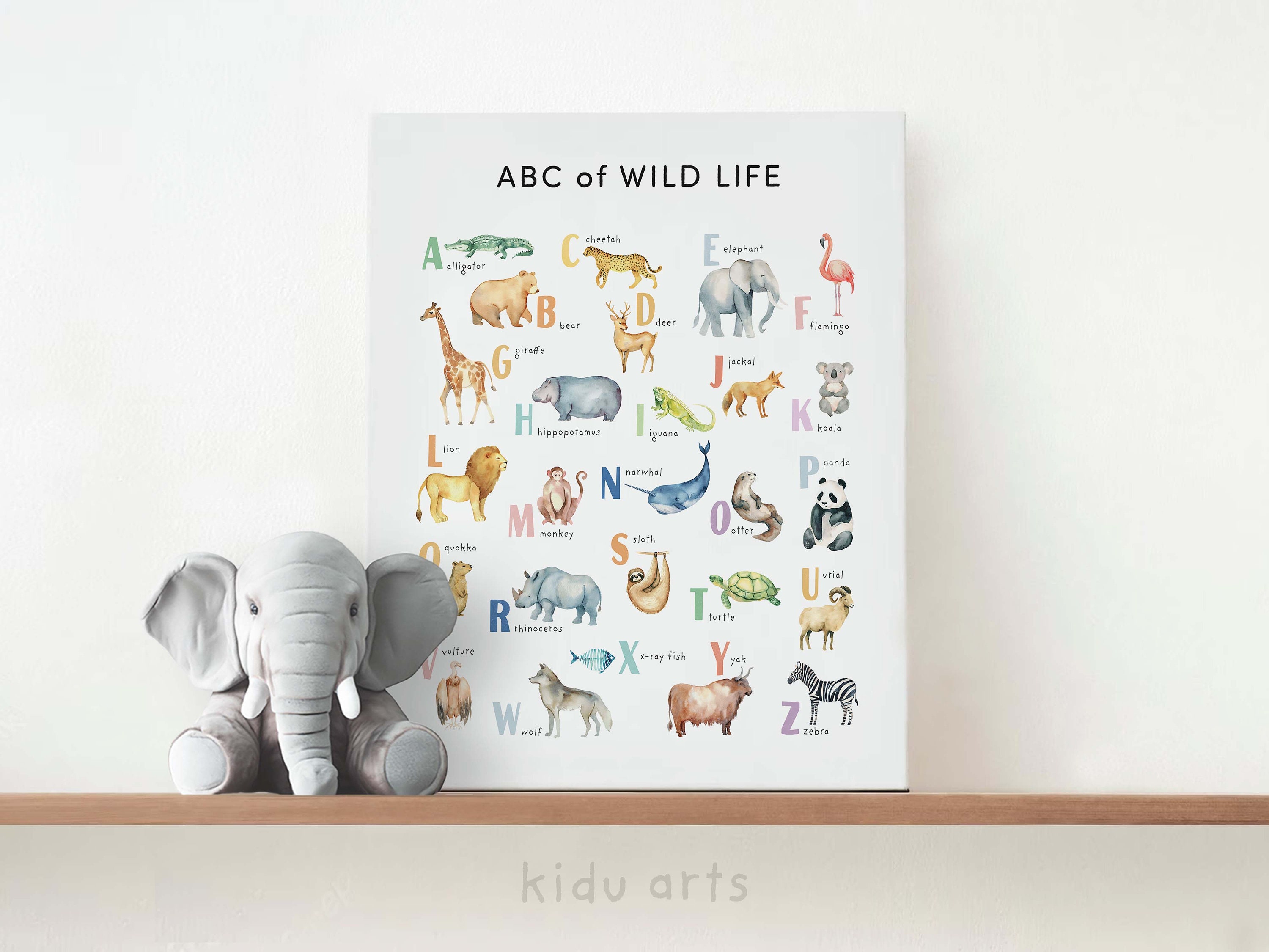 Animal Alphabet Posters, Wild Life Sea Life ABC Prints, Kids Wall Art ...