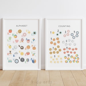 Alphabet + Counting Posters, ABC, Count 1 to 10, Kids Wall Art ...