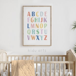 Alphabet + Numbers Poster Set, Rainbow ABC Print, Colorful Number Chart ...