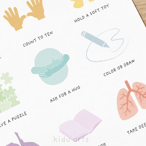 Feelings Wheel Print, Calming Techniques Poster, Kids Wall Art Set ...