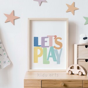 Let’s Play Let’s Read Posters, Kids Wall Art Print, Rainbow Classroom ...