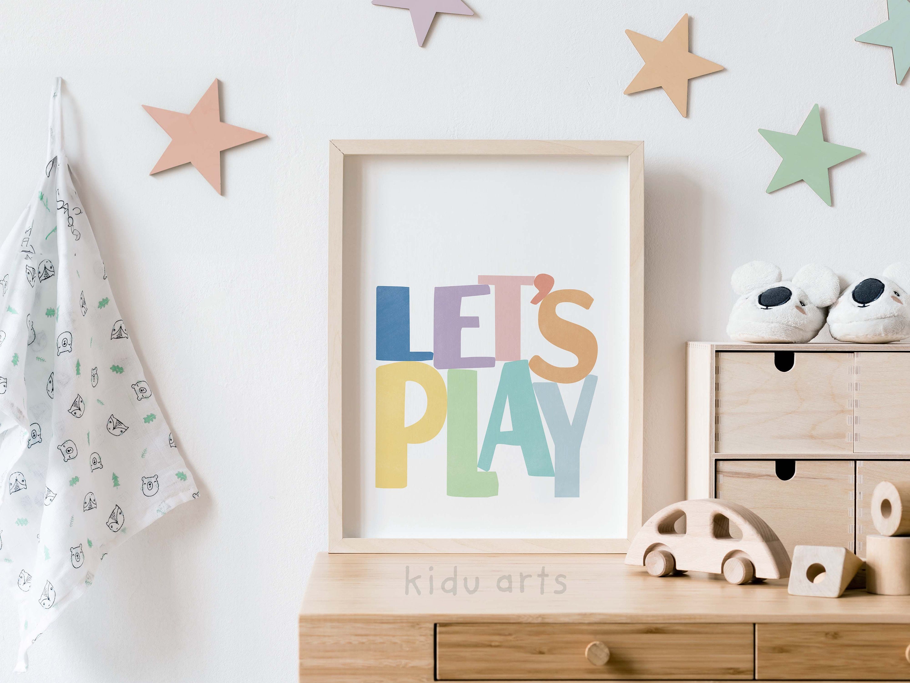 Lets Play Lets Read Posters, Kids Wall Art Print, Rainbow Classroom ...