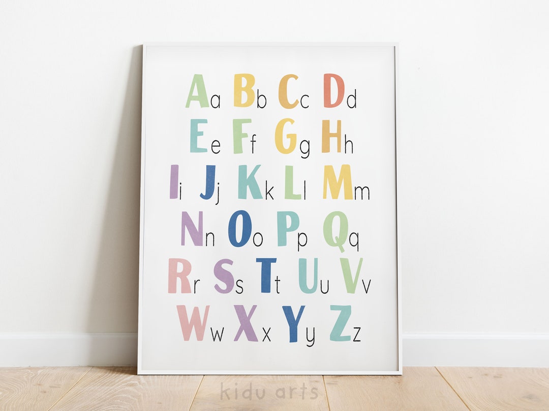 Alphabet Poster, Kids Wall Art, ABC Print, Rainbow Homeschool Decor ...