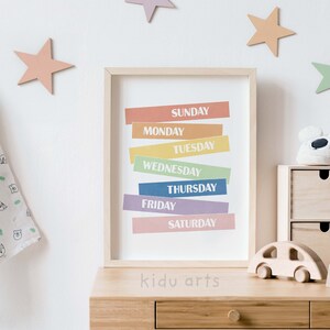 Days + Months Poster Combo Set, Rainbow Educational Prints, Homeschool ...