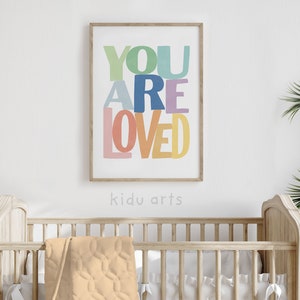 You Are Loved Poster, Rainbow Nursery Art Print, Toddler Room Decor ...