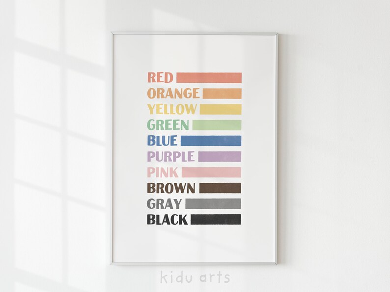 Rainbow Color Poster, Kid Printable Wall Art, Classroom Decor, Colorful ...