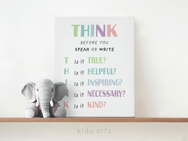 Think Before You Speak Poster, Classroom Wall Art Printable, Therapy ...